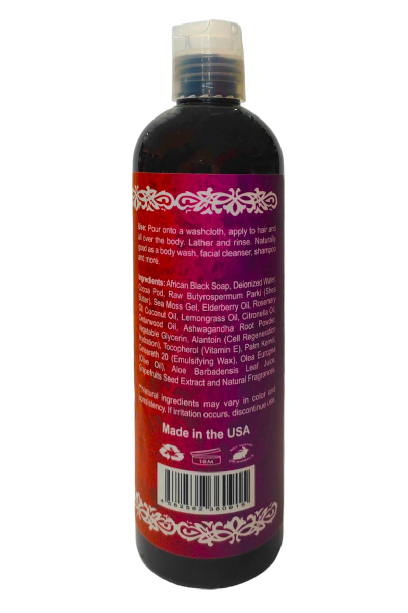 African Liquid Black soap with Sea Moss & Elderberry – Mine Botanicals